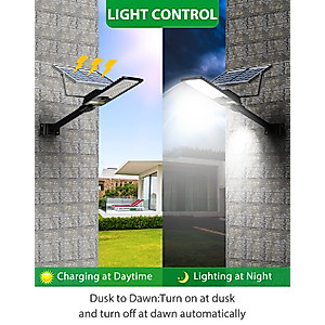 AWANFI 80W Solar Street Lights Outdoor Dusk to Dawn, Solar Powered IP67 Waterproof Flood Lights with Remote Control for Outside Yard Lighting (6500K Cool White)