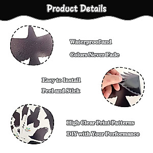 WOYINIS Removable Large Crow Wall Decals Black Raven Wall Stickers Peel & Stick Individual Raven Birds Set Living Room Bedroom Windows Decoration