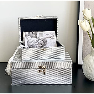 MODE HOME Silver Glitter Wooden Jewelry Storage Boxes Decorative Treasure Boxes Set of 2