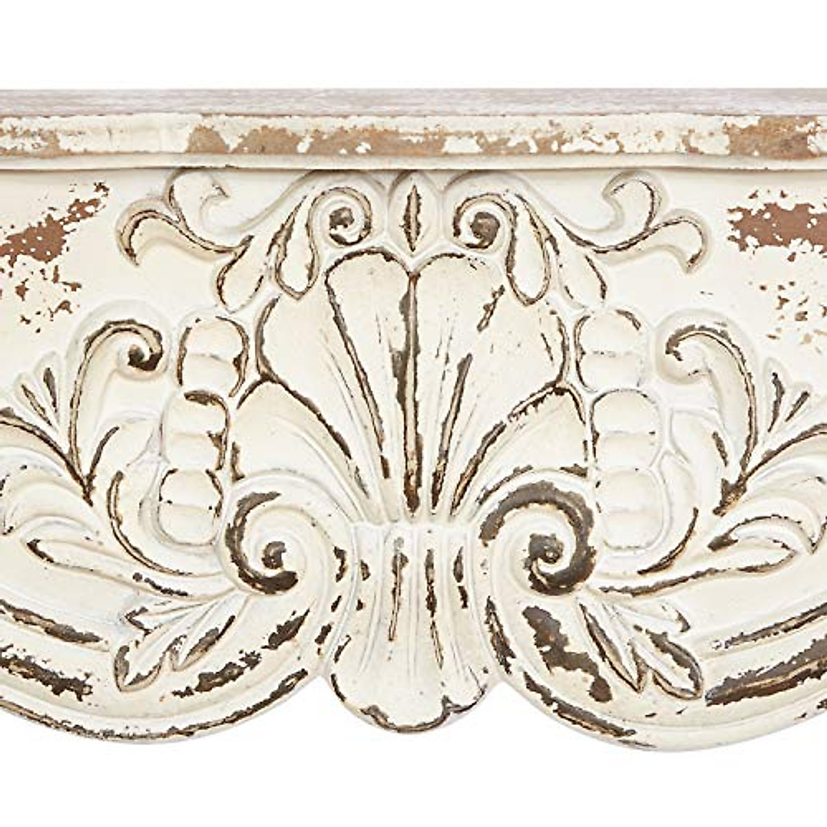 Deco 79 Wood Scroll 1 Shelf Wall Shelf, 28" x 6" x 9", Brown