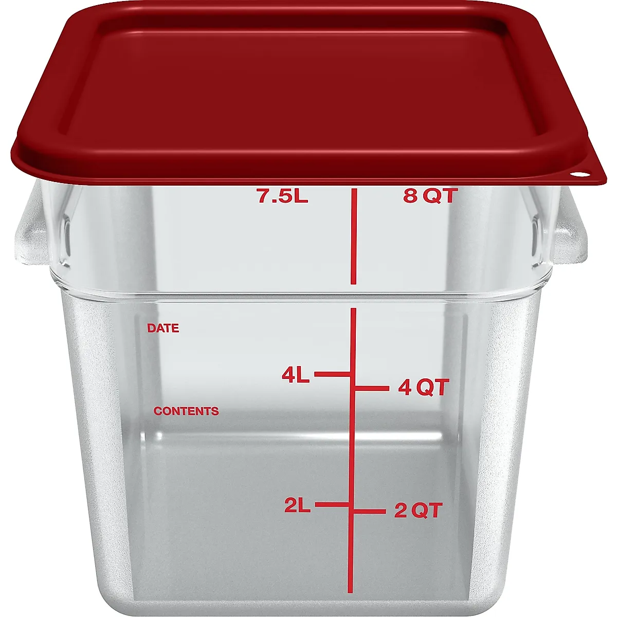 Carlisle FoodService Products Squares Square Food Storage Container Lid with Stackable Design for Catering, Buffets, Restaurants, Proprietary Blend, 6 To 8 Quarts, Red