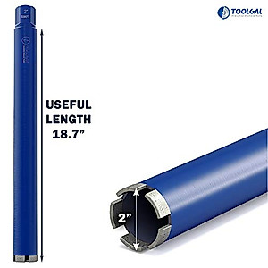 TOOLGAL Diamond Core Drill Bit 2" for Masonry - Wet Drilling of Concrete/Reinforced Concrete - Laser Welded Diamond Segmented - 11/4" UNC for Fixed or Hand-held core Drilling Machines