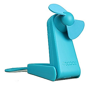 O2COOL Personal Battery Pocket and Table Desk Fan - Carabiner Clip - Flip Down Stand - Quiet - Foam Blades - Teal