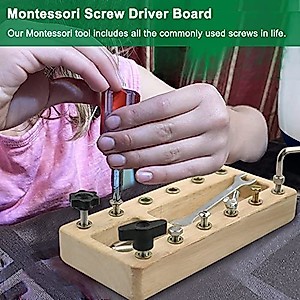 Inslat Montessori Screwdriver Board Set, Wooden Montessori Toys for 3 4 5 Year Old Kids, Educational Screw Board Sensory Learning Toys STEM Fine Motor Skills Toys