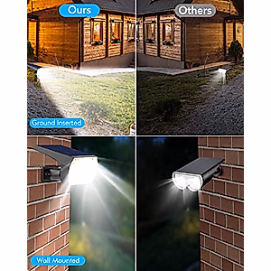 Kaxiida Solar Lights Outdoor Waterproof, 56LEDs Solar Landscape Light, IP67 Adjustable Lights Wall Lights in One, for Gardens Pool Courtyard Driveway-Warm White