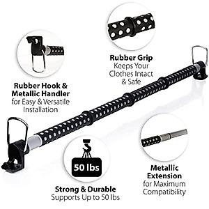 Car Expandable Clothes Hanger Bar by Zone Tech and Zone Tech Chrome Headrest Car Hanger for Jacket Suit Coat