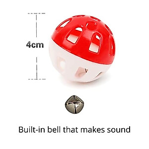 10 PCS 1.6" Cat Balls with Bell Big Lattice Wiggly Jingle Rattle Plastic Toy Assorted Color