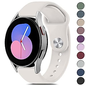 Vanjua Bands Compatible with Samsung Galaxy Watch 5 Band 40mm 44mm, Galaxy Watch 5 Pro Bands 45mm, 20mm Soft Silicone Sport Replacement Strap for Galaxy Watch 5 Band Women Men (Starlight)