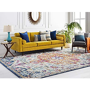 Livabliss Odelia Vintage Bohemian Area Rug,7'10" x 10'3",Orange/Navy