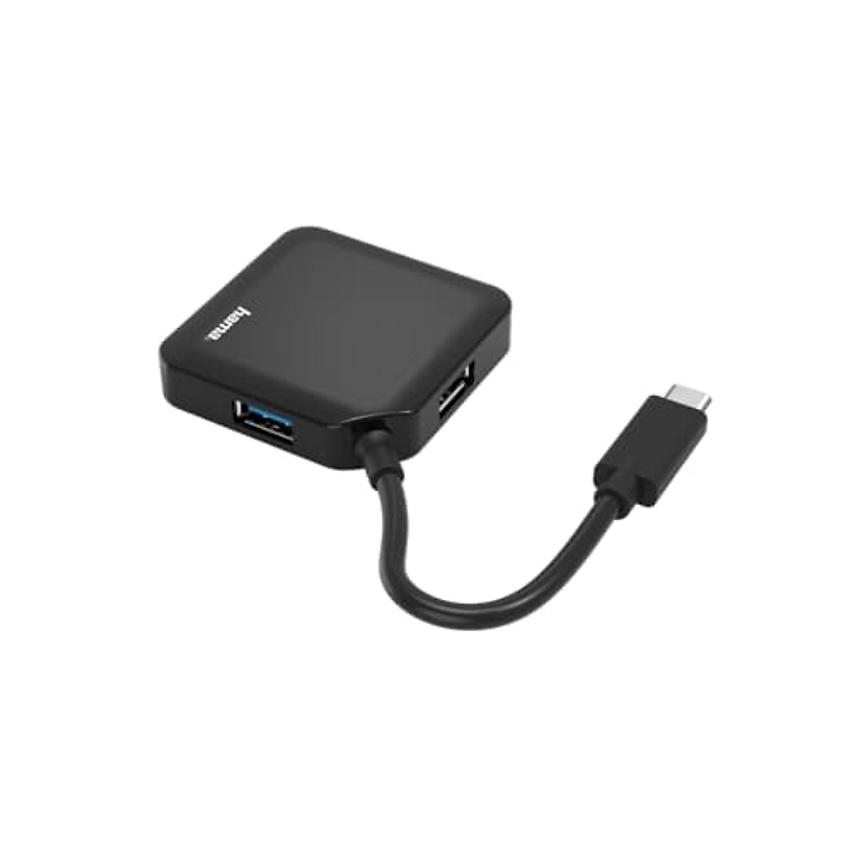 Hama USB C Hub 4 Ports (Super Speed Data Transfer with up to 5 Gbps, 4X USB-A for Mouse, USB Stick, etc., USB 3.2 Gen1 Multiport Adapter, USB C Adapter 4-in-1 for Office, Home Office, Travel) Black