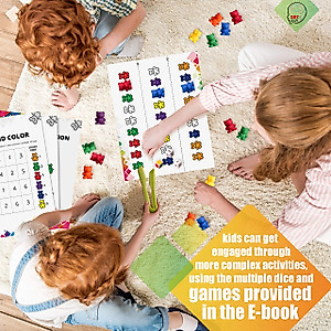 SET4kids Counting Bears with Matching/Sorting Cups, 4 Dice, Tweezers and an Activity e-Book. for Toddler Games | Early Childhood Education. 71 pc Game Set