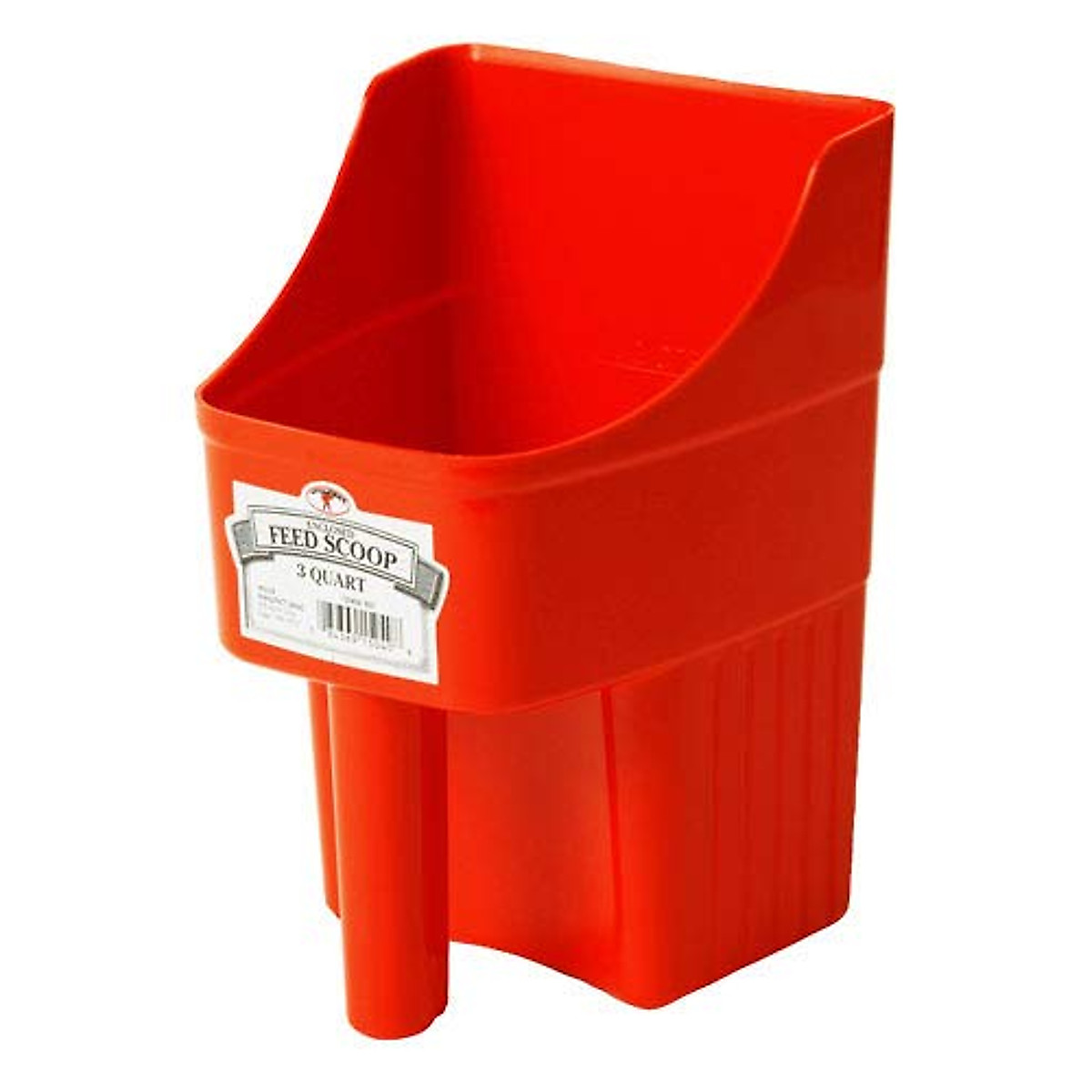 Little Giant® Plastic Enclosed Feed Scoop | Heavy Duty Durable Stackable Feed Scoop with Measure Marks | 3 Quart | Ranchers, Homesteaders and Livestock Farmers | Red