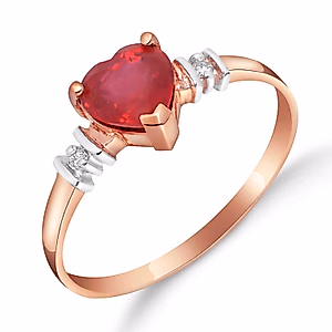 Galaxy Gold GG 1.03 ct 14k Solid Gold Ring Ruby Diamond 4345 (Rose-Gold, 7)