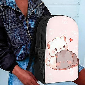 YSTARDREAM Cute Cat School Backpack for Teen Girls Kawaii Bookbag Large for School Office Lightweight Outdoor Travel Mountaineering Bag