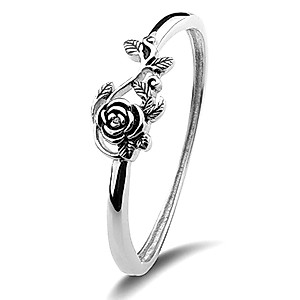 shiYsRL Exquisite Jewelry Ring Love Rings Vintage Rose Flower Leaf Finger Ring Women Engagement Wedding Party Jewelry Wedding Band Best Gifts for Love with Valentine's Day - Silver US 10