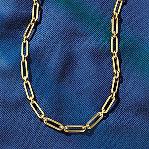 Ross-Simons Italian 14kt Yellow Gold Alternating Paper Clip Link Necklace. 20 inches