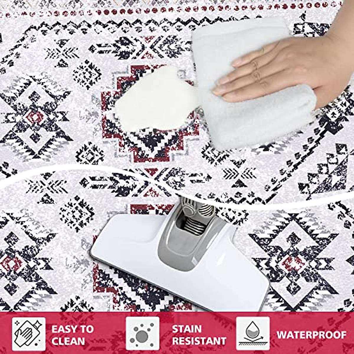 ASPMIZ Farmhouse Kitchen Mats for Floor 2 Piece, Vintage Non Slip Kitchen Rugs Washable, Anti Fatigue Kitchen Mat Set of 2 Waterproof, Comfort Standing Mat Runner, 18'' x 48'' + 18'' x 30'', Red