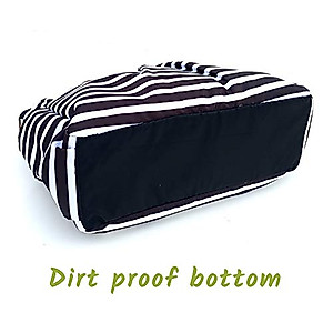 Prochel Diaper Bag Set Striped Crossbody Shoulder Tote Purse Black White (Black)