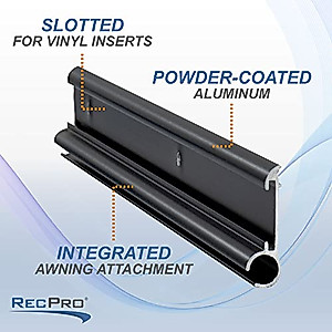RecPro RV Awning Trim Made for Insert | Black or White Color Options | Aluminum | 92" Length | Made in The USA (2 Trim Pieces, Black)