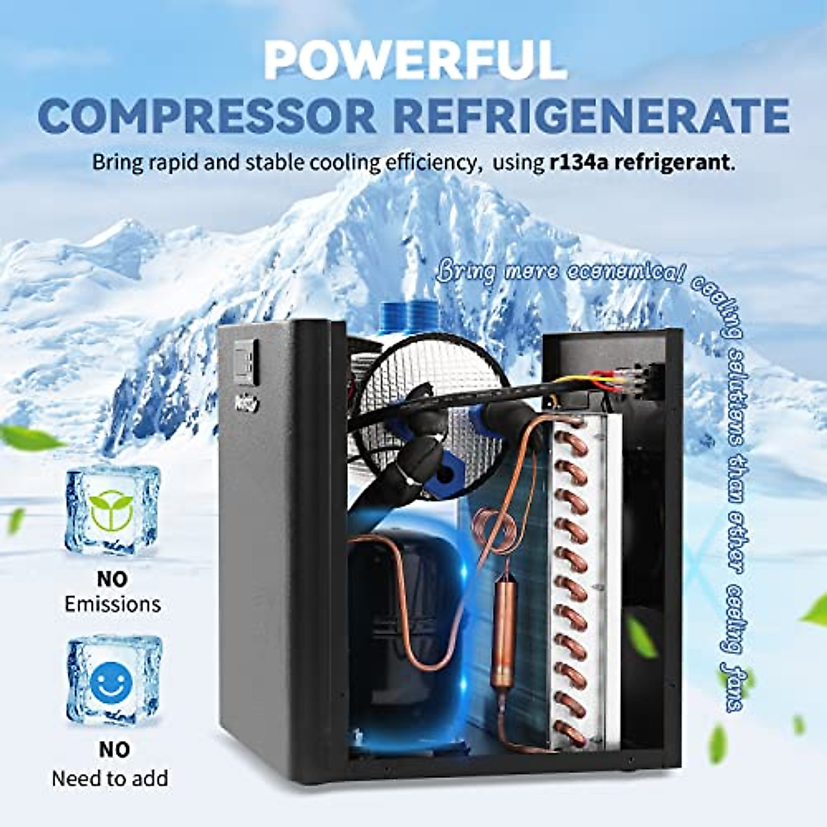 Poafamx Aquarium Chiller 79Gal 1/3 HP Water Chiller for Hydroponics System Home Use Axolotl Fish Coral Shrimp 110V with Pump and Pipe