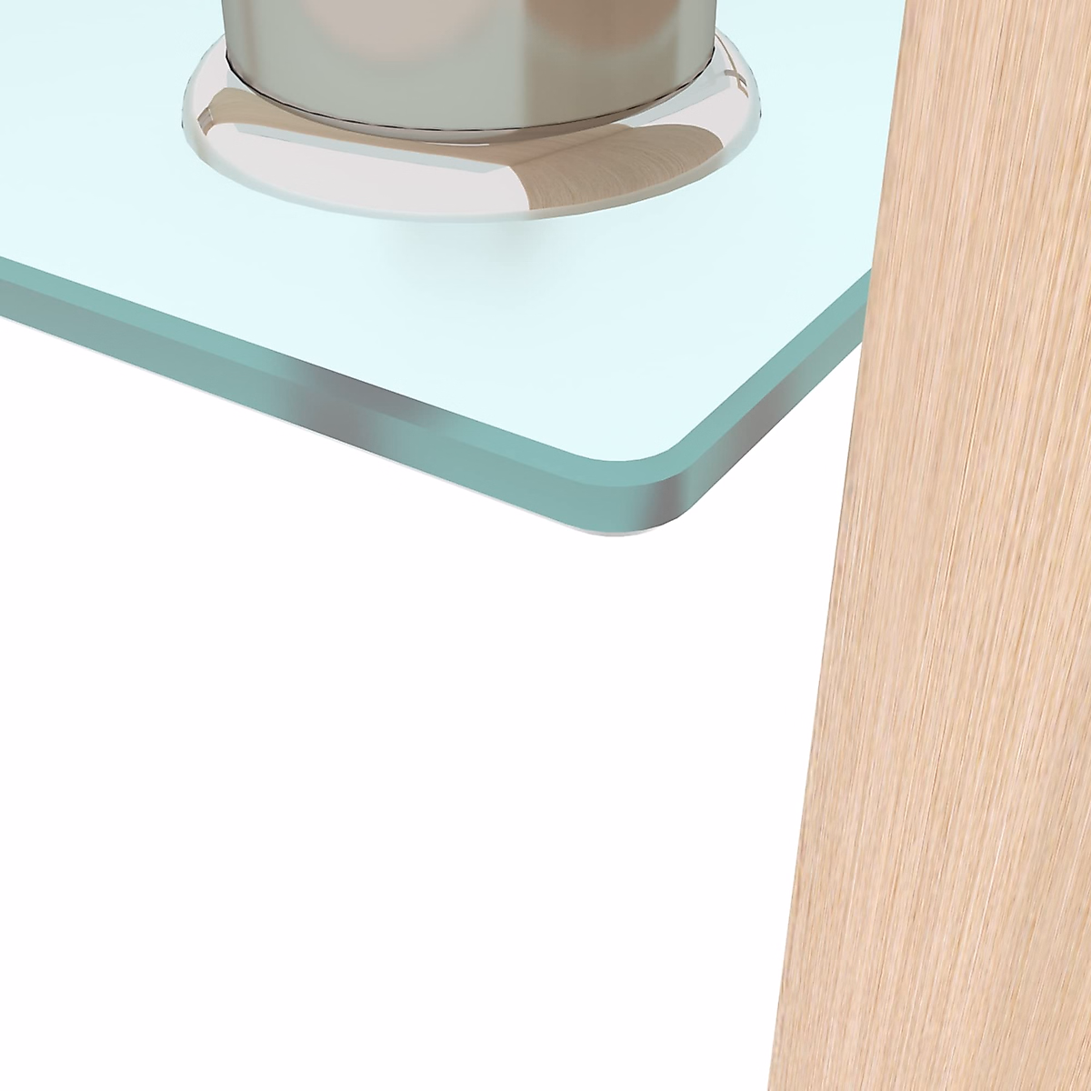 POULEII Rectangle Oak Glass Coffee Table,Clear Coffee Table,Modern Side Center Tables for Living Room.