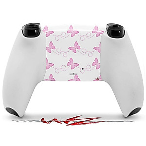 WraptorSkinz Skin Wrap compatible with Sony PS5 DualSense Controller Pastel Butterflies Pink on White (CONTROLLER NOT INCLUDED)