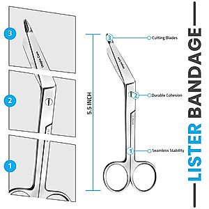Utopia Care Medical Scissors - EMT and Trauma Shears - 5.5 Inch Nursing and Surgical Scissors - Stainless Steel Bandage Scissors for Nurses (Silver)
