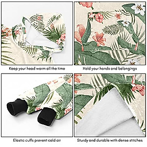 Flower and Leaf Pattern Wearable Blanket Hoodie,Oversized Hooded Blanket Sweatshirt