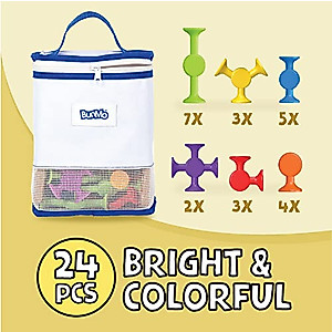 BUNMO Suction Bath Toys 24pcs | Connect, Build, Create | No Mold Bath Toy | Hours of Fun & Creativity | Stimulating & Addictive Sensory Suction Toy | No Hole Bath Toy | Mold Free Bath Toys