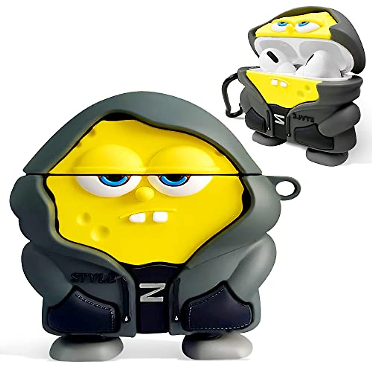 Cute Cartoon Character Airpods Pro 2 Case, Anti-Fall Soft Silicone Airpods Pro 2nd Generation Case Cute, Funny Kawaii Fashion Cartoon 3D Case for AirPods Pro 2 with Keychain (Yellow)