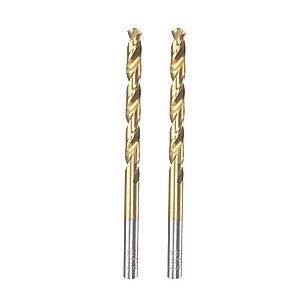 uxcell 4.9mm Drill Bits High Speed Steel Straight Shank 86mm Length Twist Drill Bit Fully Ground Titanium Coated 2 Pcs