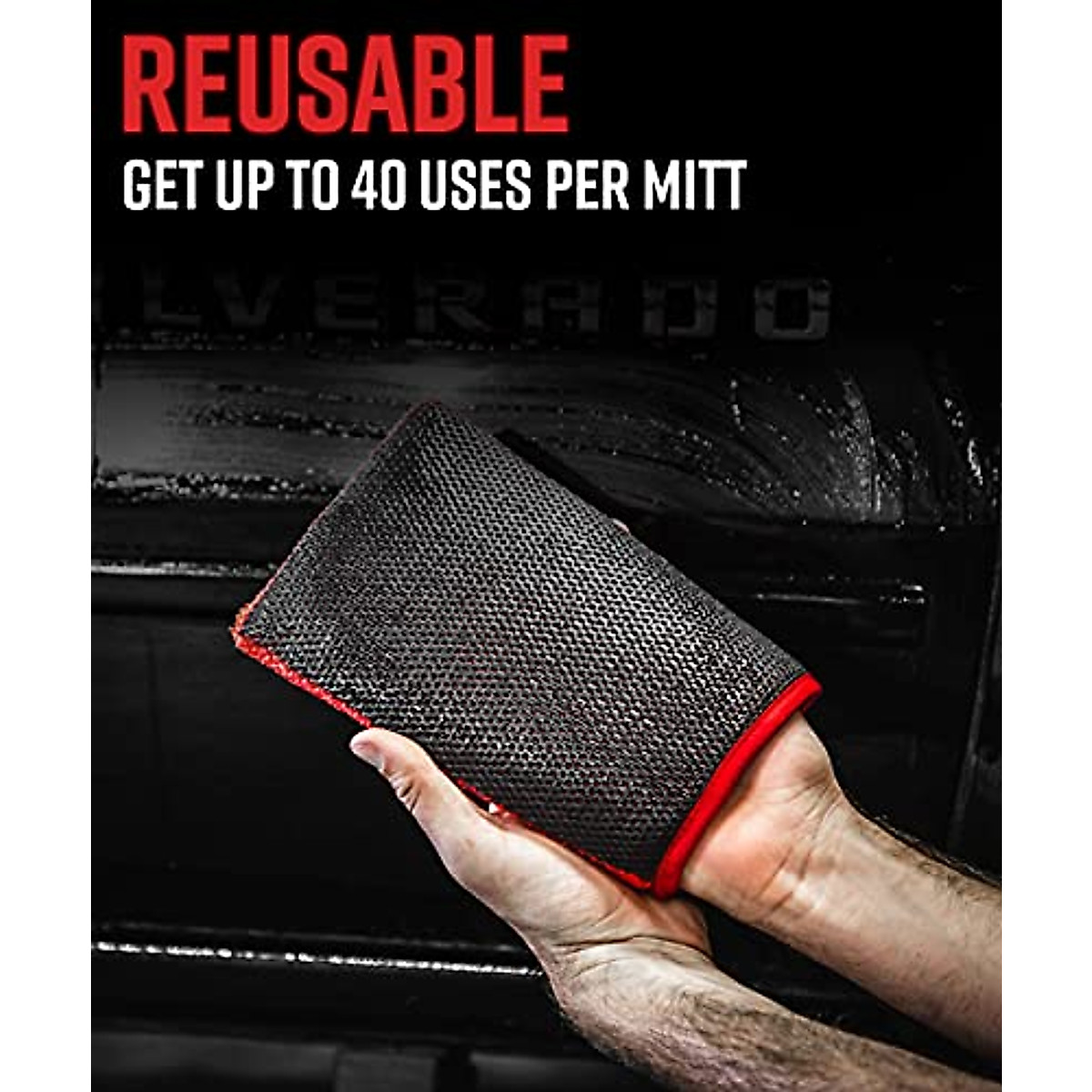 Adam's Clay Mitt (2 Pack) - Medium Grade Clay Bar Infused Mitt | Car Detailing Glove Quickly Removes Debris from Your Paint, Glass, Wheels, & More