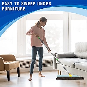 100% Natural Horsehair Broom. Light & Easy Sweeping. 2 feet Wide, Swiveling Broom Head. Aluminum Rod. Cleans Floors Quickly! Weighs Only 1Lb!