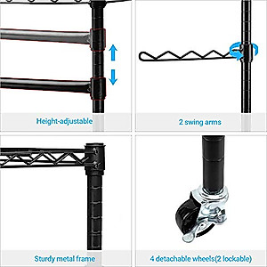 Clothing Rack, Heavy-Duty Sorting Hamper Clothes Rack Laundry Sorter Height Adjustable Hanging Rolling Clothing Rack for Room Hanging Clothes Use Bathroom Bedroom