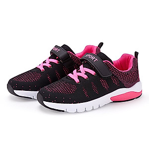 MAYZERO Kids Tennis Shoes Breathable Athletic Shoes Lightweight Walking Running Shoes Fashion Sneakers for Boys and Girls Rose