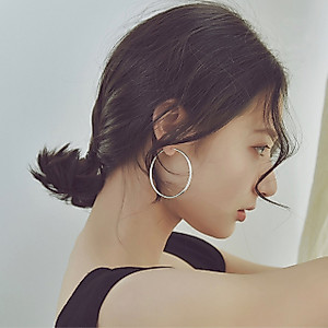 Hoop Earrings for Women Sterling Silver Circle Endless Big Earrings Hoops Jewelry,Fashion Gold Hoop Earring,Daimeter 50mm Christmas Gifts for Women