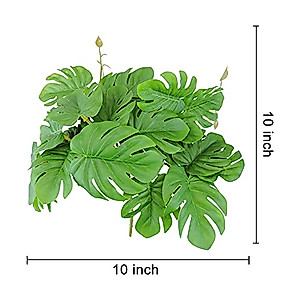 WishLotus Reptile Plants, Plastic Simulation Leaf with Sucker Fish Tank Decoration(25cm), Artificial Green Plant Fake Hanging Leaves Durable Aquarium Decor Ornaments (Dark Green)