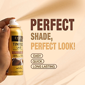 EBIN NEW YORK Tinted Lace Spray - Medium Dark Brown 2.7oz/ 80ml, Quick dry, Water Resistant, No Residue, High pigmentation, Even Spray, Matching Skin Tone, Natural Look, Tinted Spray for Wig