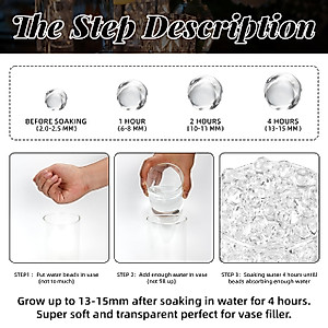 BYMORE 60000 Clear Water Gel Jelly Beads,Vase Fillers for Floating Pearls, Floating Candle Making, Wedding Centerpiece, Thanksgiving Day Christmas New Year Decoration Floral Arrangement (Transparent)