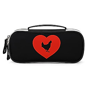 Love Cock Printed Pencil Case Bag Stationery Pouch with Handle Portable Makeup Bag Desk Organizer