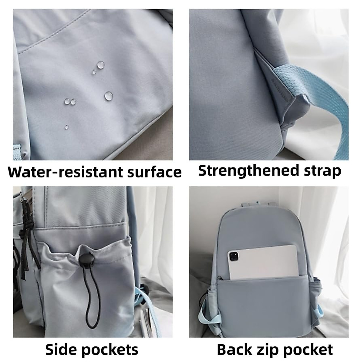 NIORYUZ Cute Backpack Basic Office Laptop Travel Lightweight Small Preppy (Black)