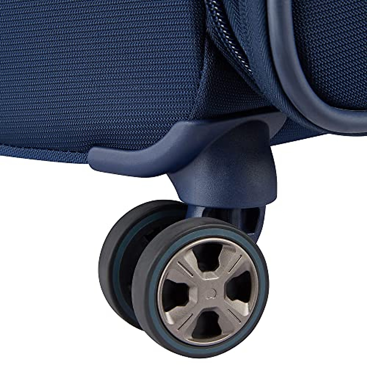 DELSEY PARIS Helium DLX Softside Expandable Luggage with Spinner Wheels, Navy Blue, Checked-Medium 25 Inch