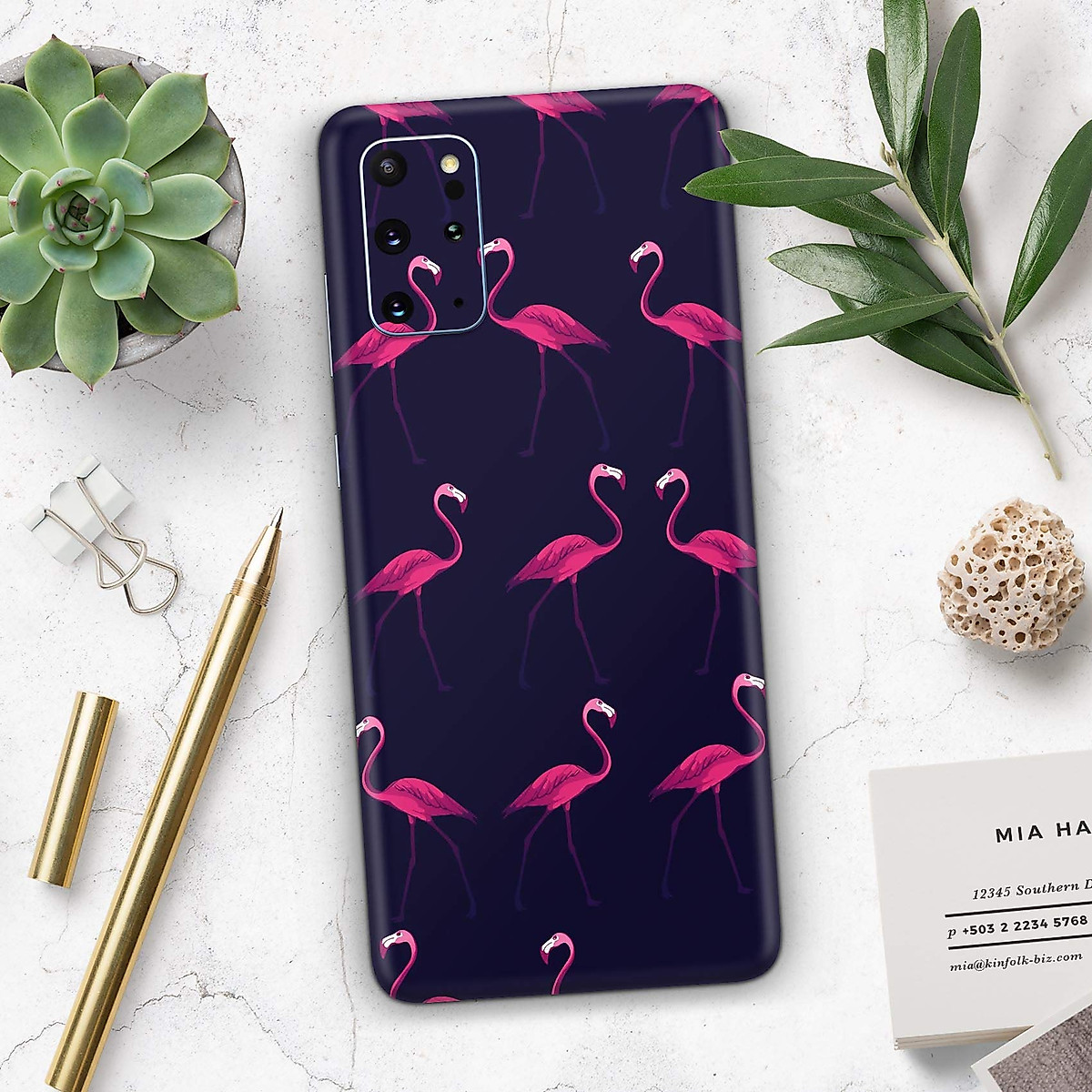 DesignSkinz Tropical Neon Summer Flamingo Protective Vinyl Decal Wrap Skin Cover Compatible with The Samsung Galaxy S20 (Screen Trim & Back Glass Skin)