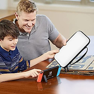 Carry Case for Nintendo Switch/Switch OLED Console,White PU Protective Hard Portable Travel Carrying Case Shell Pouch Bag for Switch Console and Accessories with 10 Game Card Slots for Girls and Boys