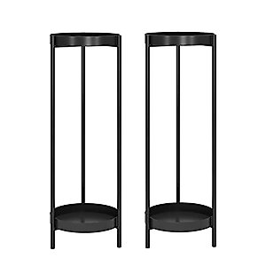 Fashionoda 2 Tier Metal Flower Plants Holder, with 2 Removable Display for Indoor or Outdoor,Pot Plant Planter Display (Black 2P)