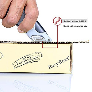 Modern Box Cutter, auto retract, blade vanishing technology, extra tape cutter at back, dual side edge guide, 3 blade depth setting, 2 blades and holster - Grey Color 4000