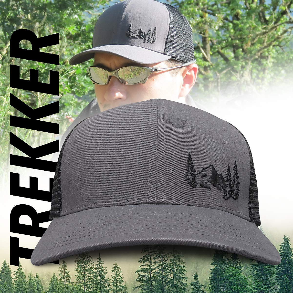 Grace Folly Trucker Hat for Men or Women- Many Cool Designs (Mountain- Gray)