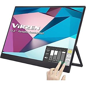 Virzen 15.6" Portable Touchscreen Monitor with Kickstand 1080P Mini HDMI Compatible with Phone Laptop Computer Switch