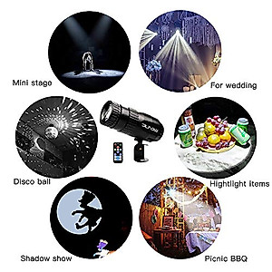 Pinspot Light with Remote, JLPOW Super Bright Mirror Ball Spotlight, Mini 15W RGBW LED Beam Spot Lights Stage Effect Lighting, Best for DJ Disco Party Bar Club Show Wedding Children's Theater