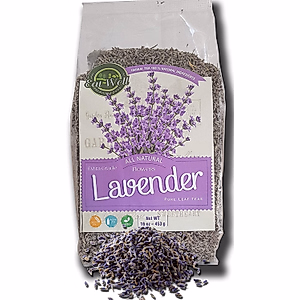 Eat Well Dried Lavender Flowers 16 oz, Bulk Size Lavender Petals for Lavender Tea, Edible Culinary Lavender for Baking and Cooking, Dry Lavender Flowers for Soaps, Lavender Buds for Home Fragrance